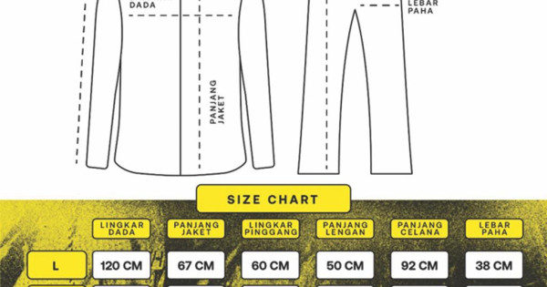Tabel Ukuran Size Jas Hujan ASV 02 Original
